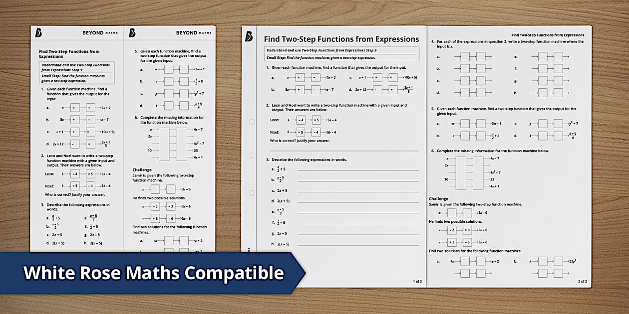 👉 White Rose Maths Step 9: Two Step Function Machine | KS3