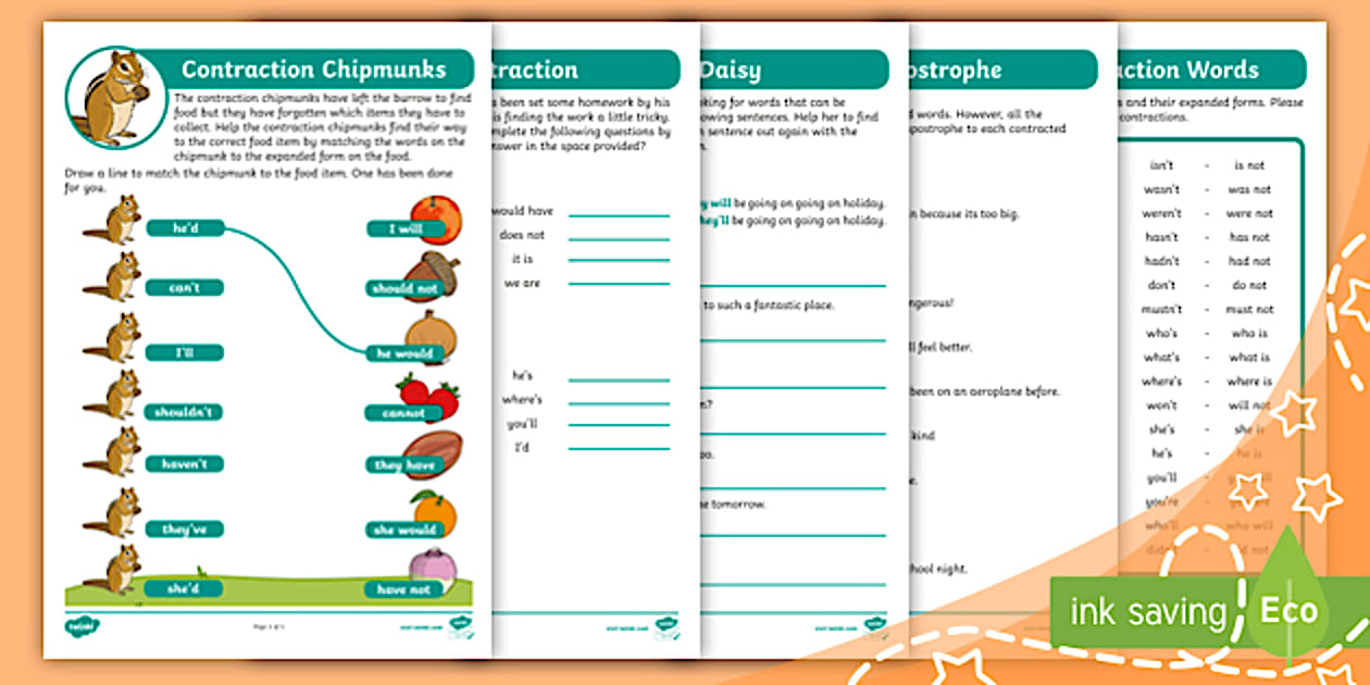 Contractions Activity Booklet (Ages 5 - 7) (teacher made)