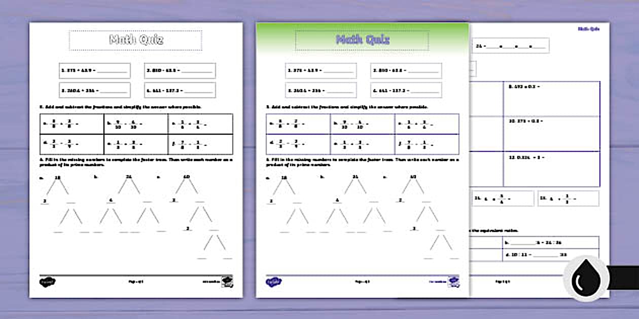 Grade 6 Math Assessment: Add, Subtract, Multiply, Divide