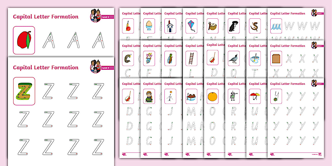 Phonics Level 3 Capital Letter Formation Activity Sheets