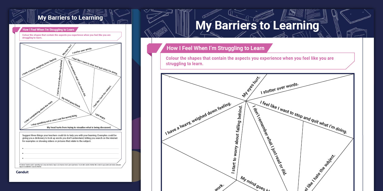 My Barriers to Learning: Work Sheet (teacher made) - Twinkl