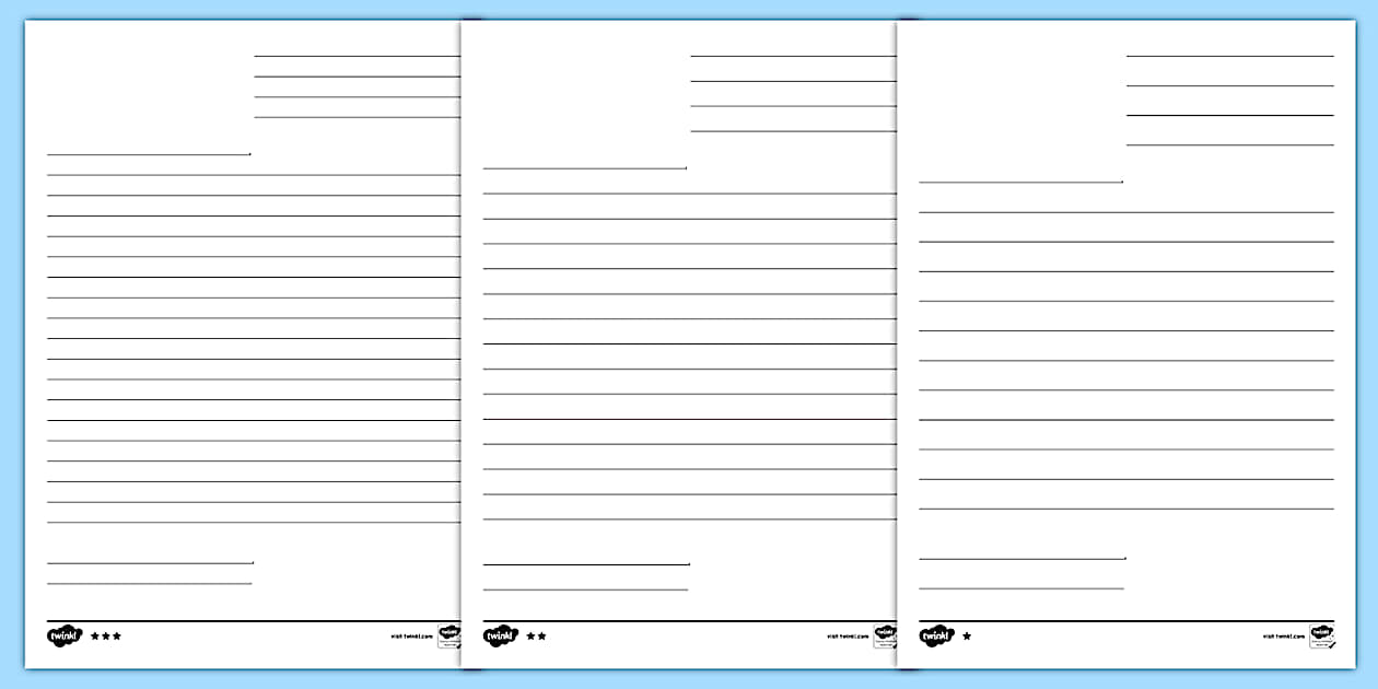 FREE! - Blank Letter Template with Lines/Lined Letter Writing Paper