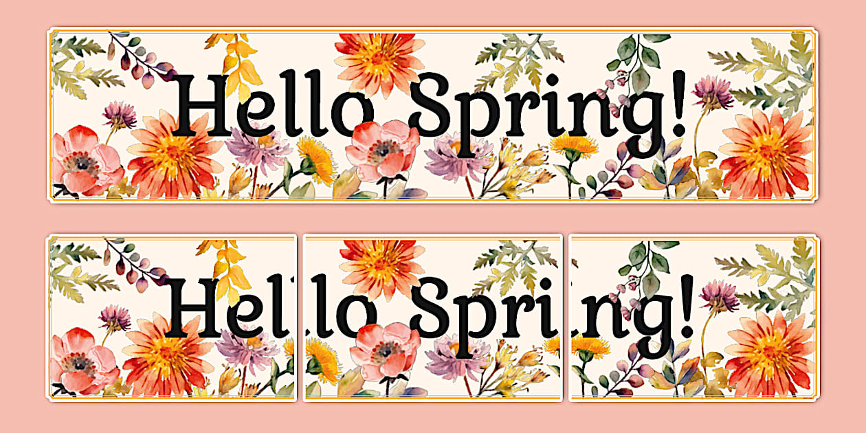 Wildflower Botanical Themed Hello Spring! Display Banner