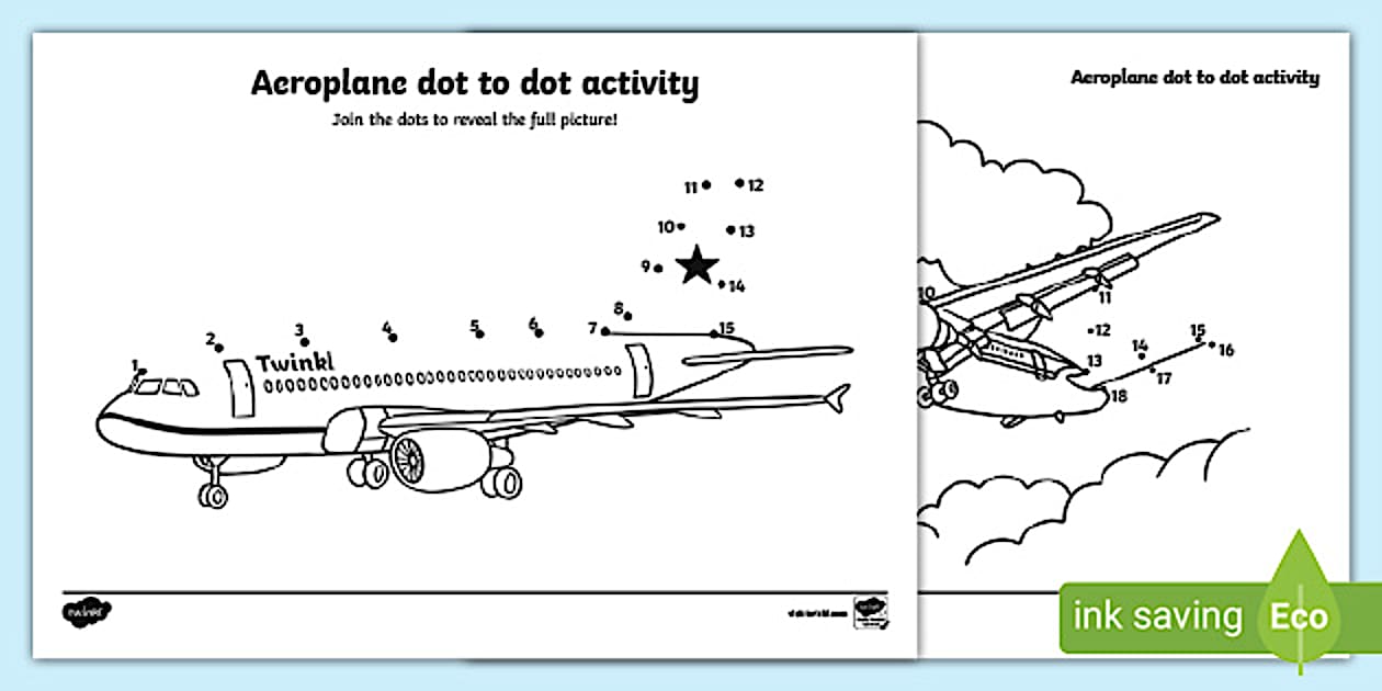 Aeroplane Dot to Dot Activity - Resources (teacher made)