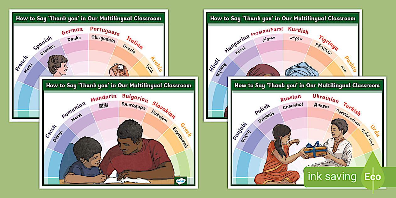 EAL Multilingual Classroom Poster - Thank You (teacher made)