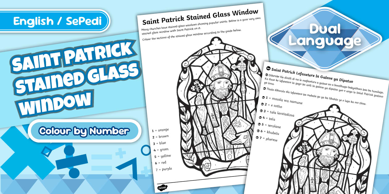 Saint Patrick Stained Glass Window Colour by Number