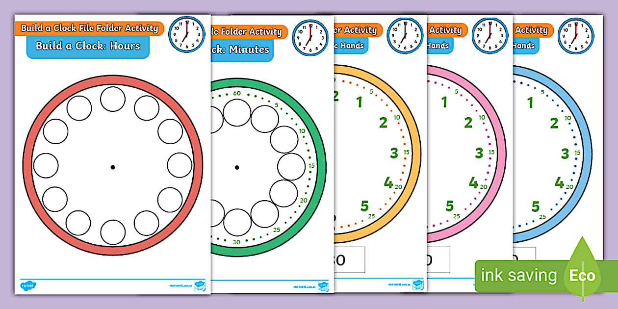 Build a Clock File Folder Activity (teacher made) - Twinkl