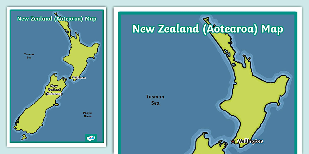KS2 New Zealand Display Map - Around the World - Twinkl