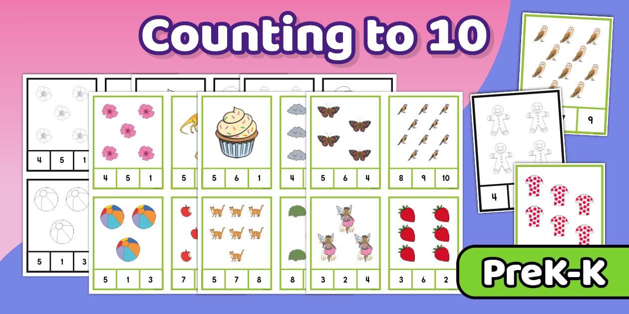 Counting to 10 Number Recognition Clip Cards