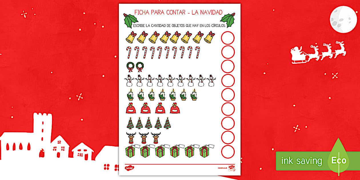 Ficha para contar: Números hasta 10 - La Navidad | Twinkl