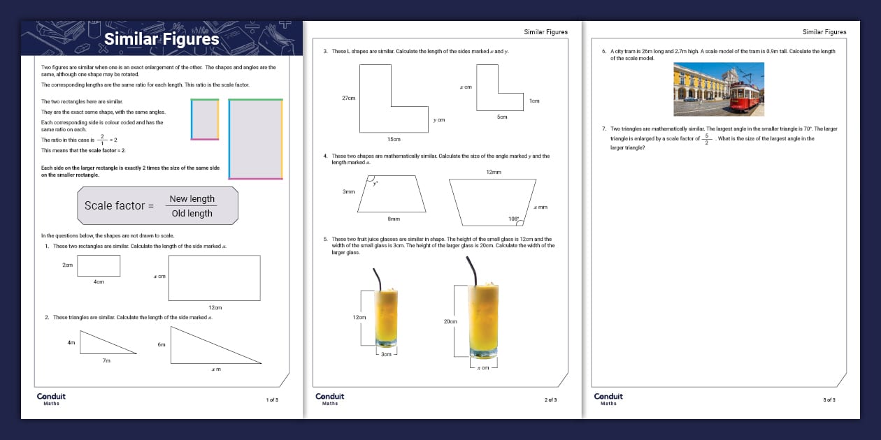 Similar Figures Activity Sheet - National 5 (teacher made)