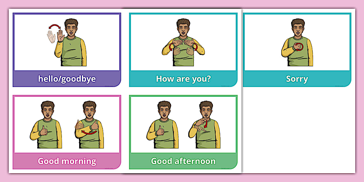 BSL Greetings Signs and Labels (Teacher-Made) - Twinkl