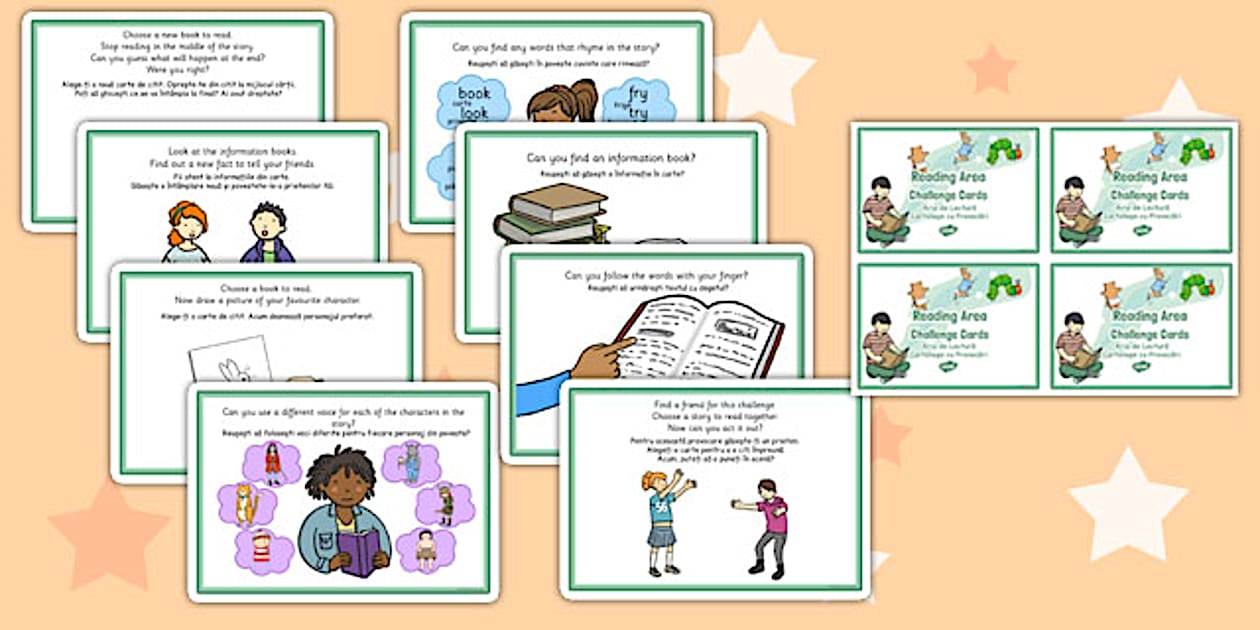 Reading Area Challenge Cards Editable Romanian Translation -early years ...