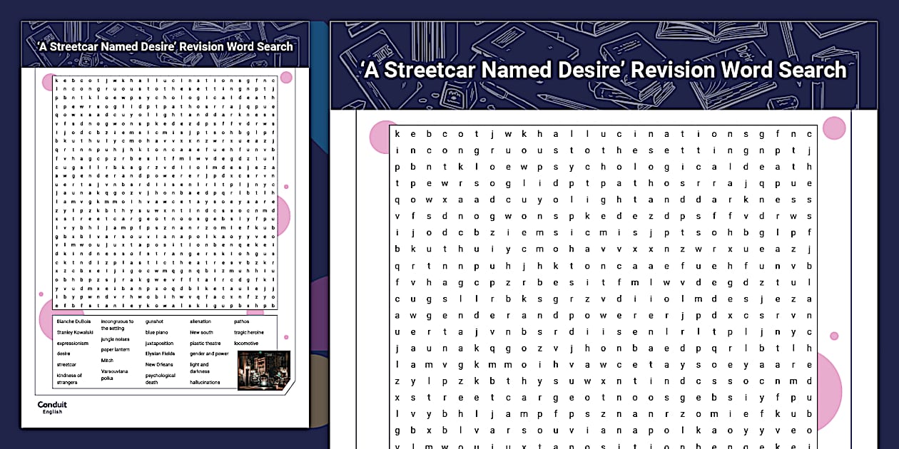 'A Streetcar Named Desire' Revision Word Search