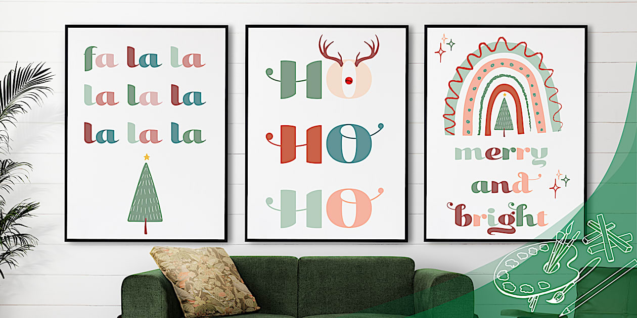 Muted Rainbow-Themed Christmas Posters Pack (teacher made)