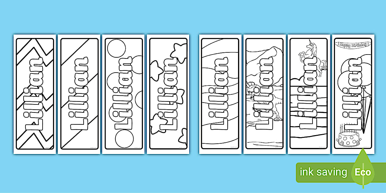 Lillian Name Simple Colouring Bookmarks (Teacher-Made)