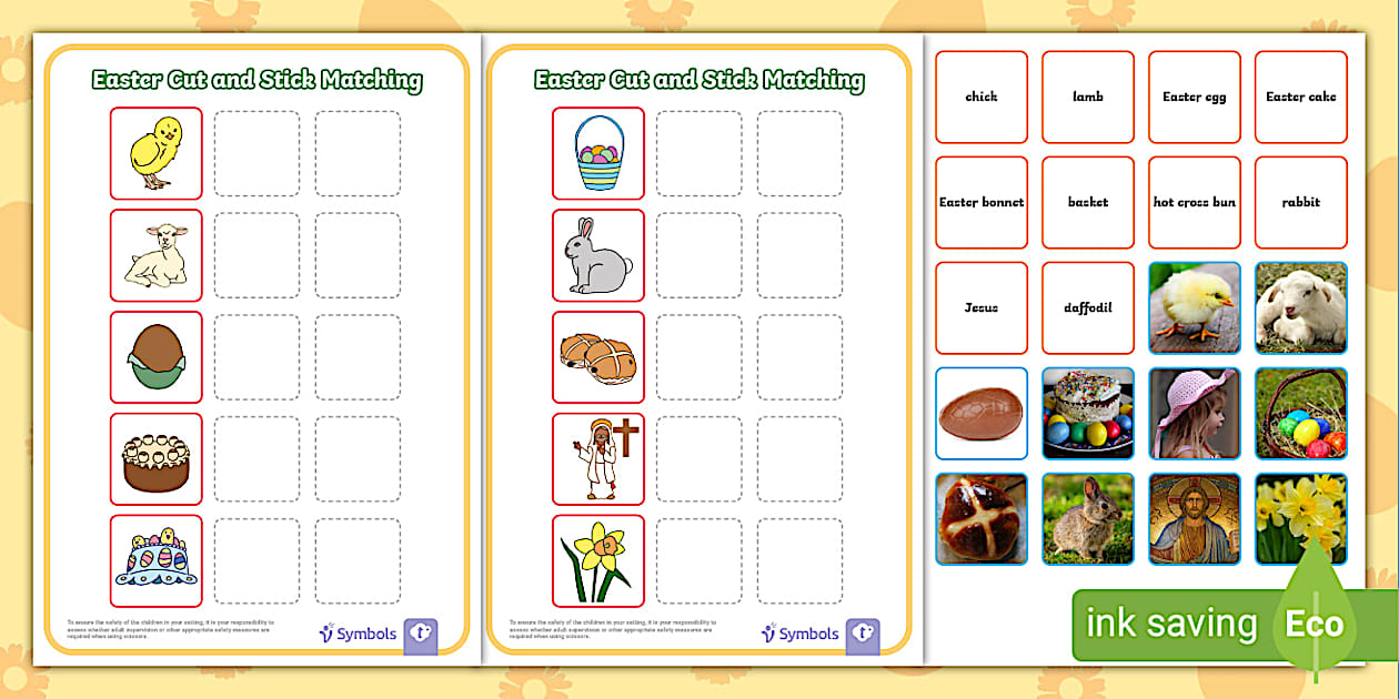 Easter Cut and Stick Symbol Matching Activity - Twinkl