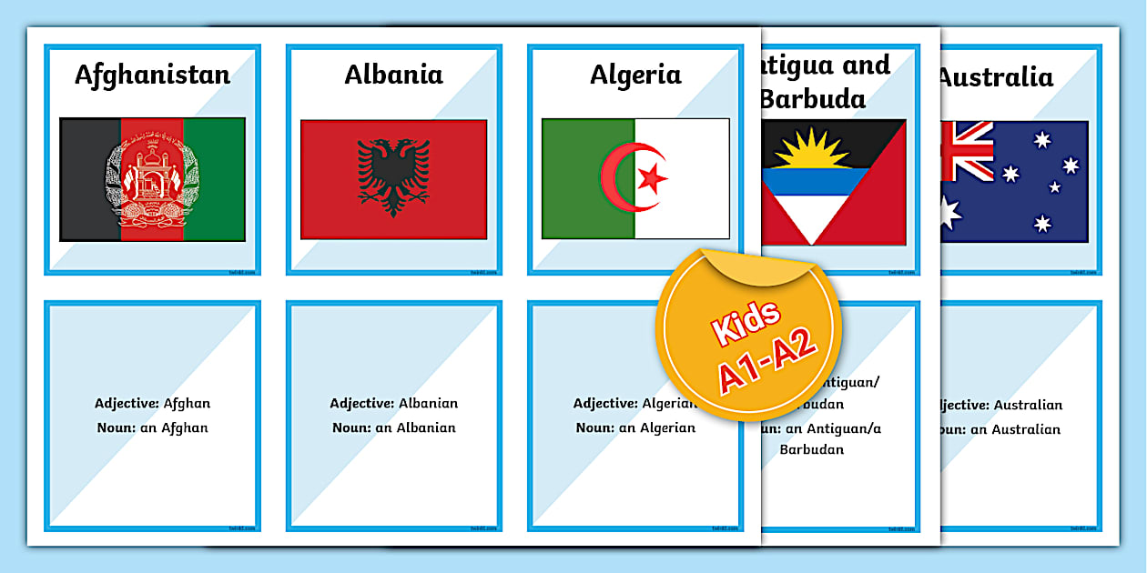 Country and Nationality Matching Cards [Kids, A1-A2]