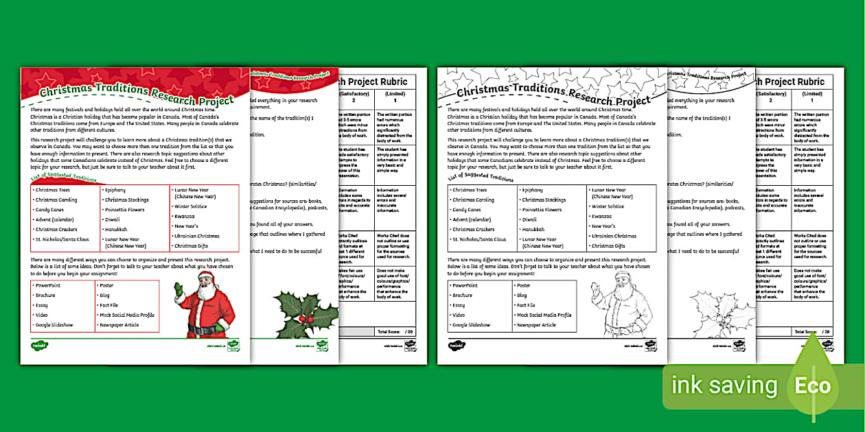 Christmas Traditions Research Project Activity - Twinkl
