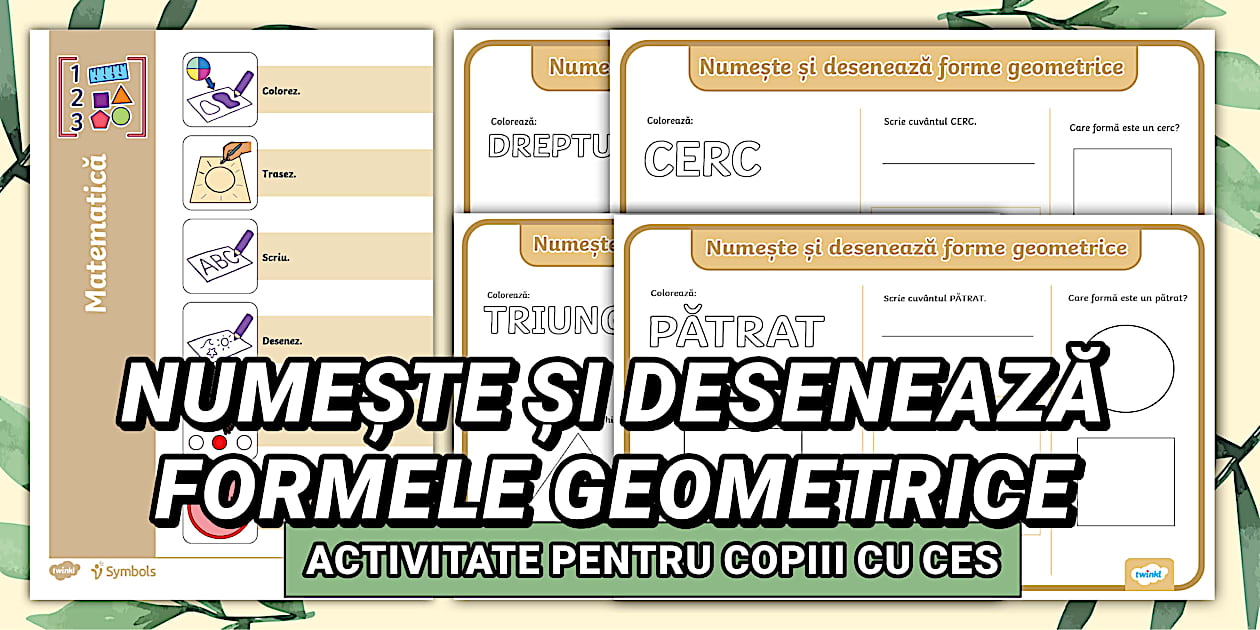 Numește și desenează forme geometrice Activitate copii CES