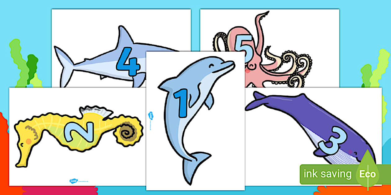 Numbers 0-20 On Sea Creatures (Under the Sea) (teacher made)