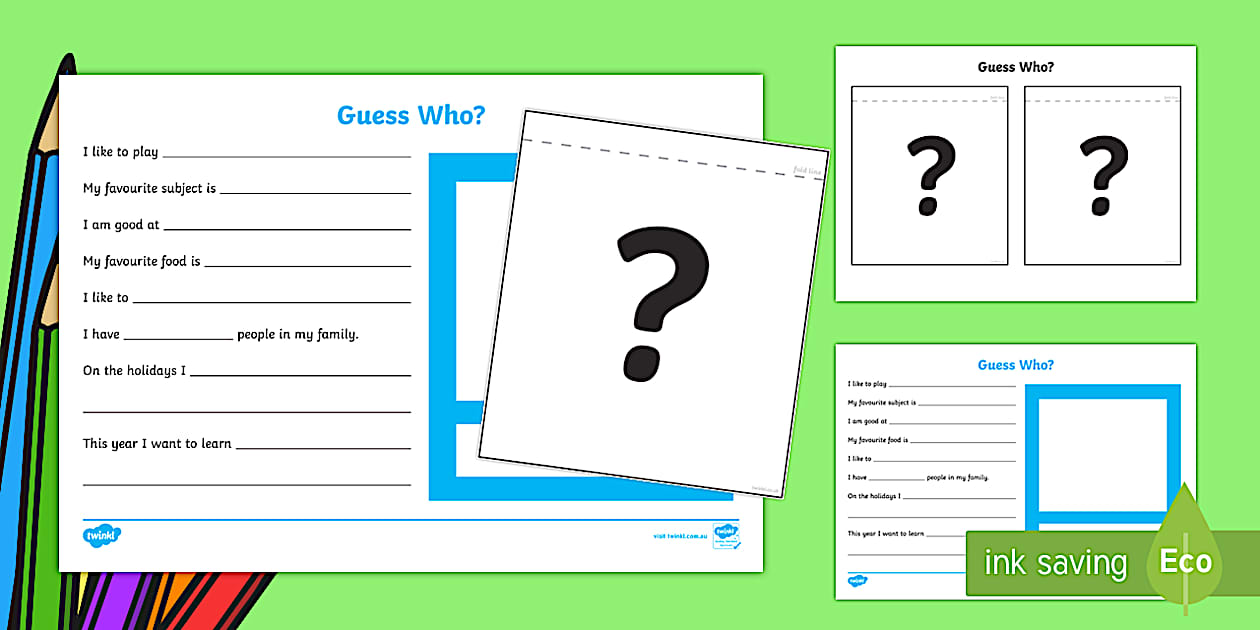 SA Guess Who? Back to School Worksheet (teacher made)