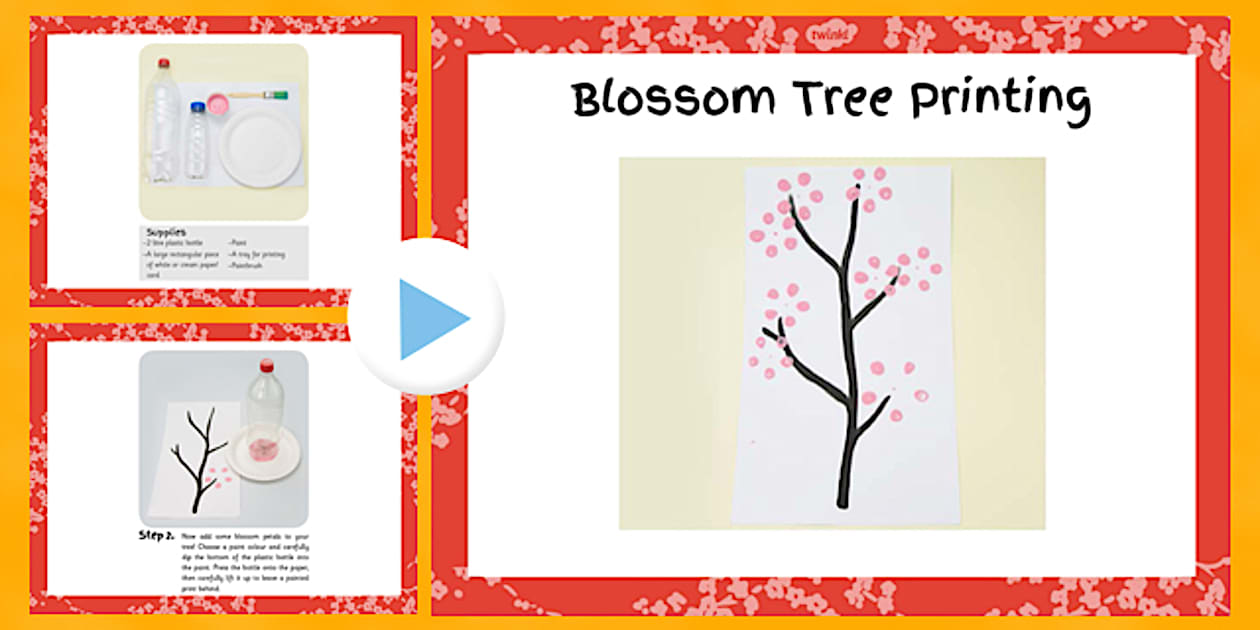 Blossom Tree Printing Craft Instructions PowerPoint - Twinkl