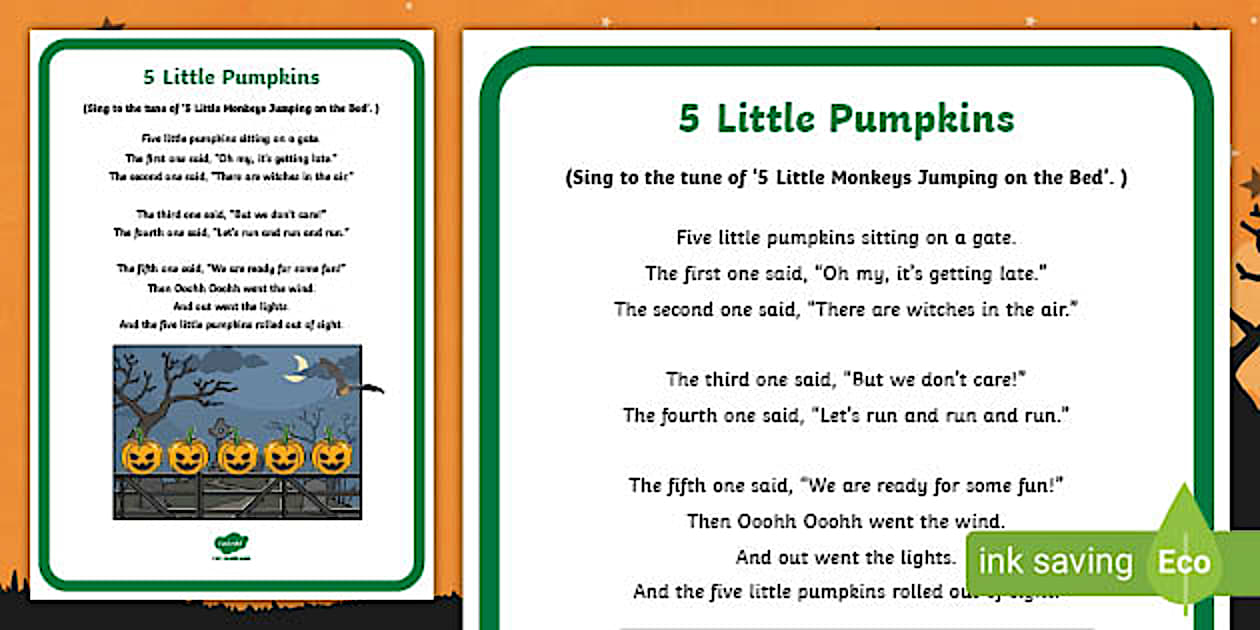 EYFS 5 Little Pumpkins Rhyme (teacher made) - Twinkl