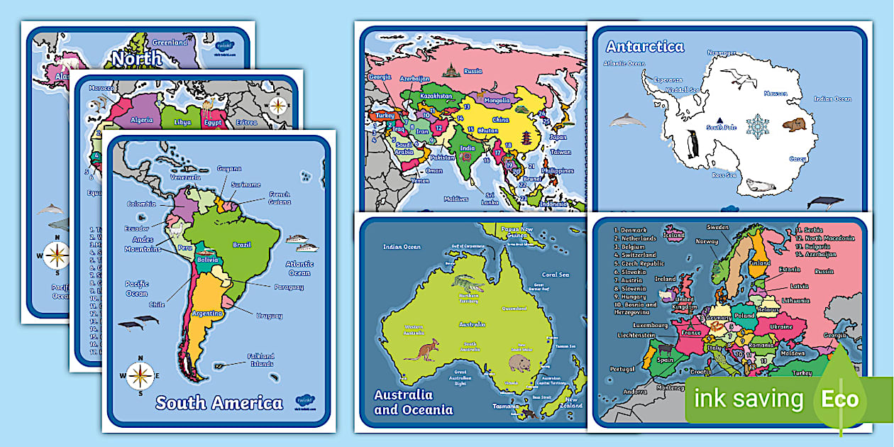 Editable Continent Maps With Words and Pictures Pack