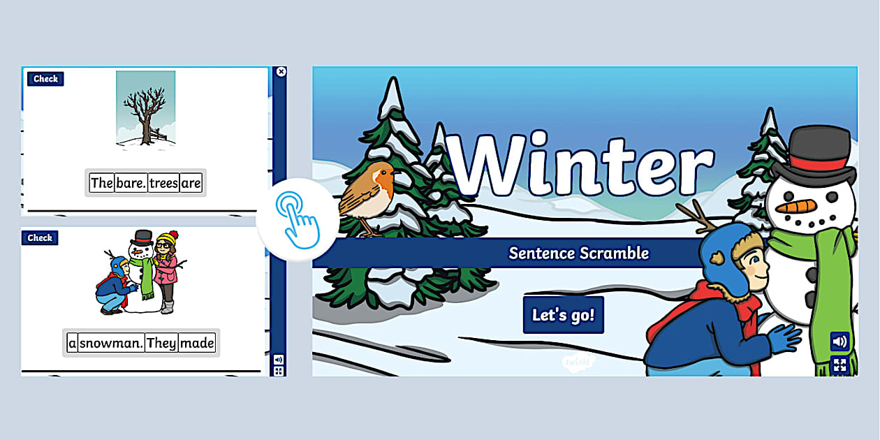 Winter Interactive Sentence Scramble - KS1 (teacher made)