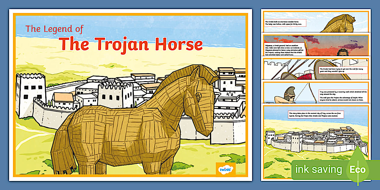 Cursive The Legend of the Trojan Horse Display Posters