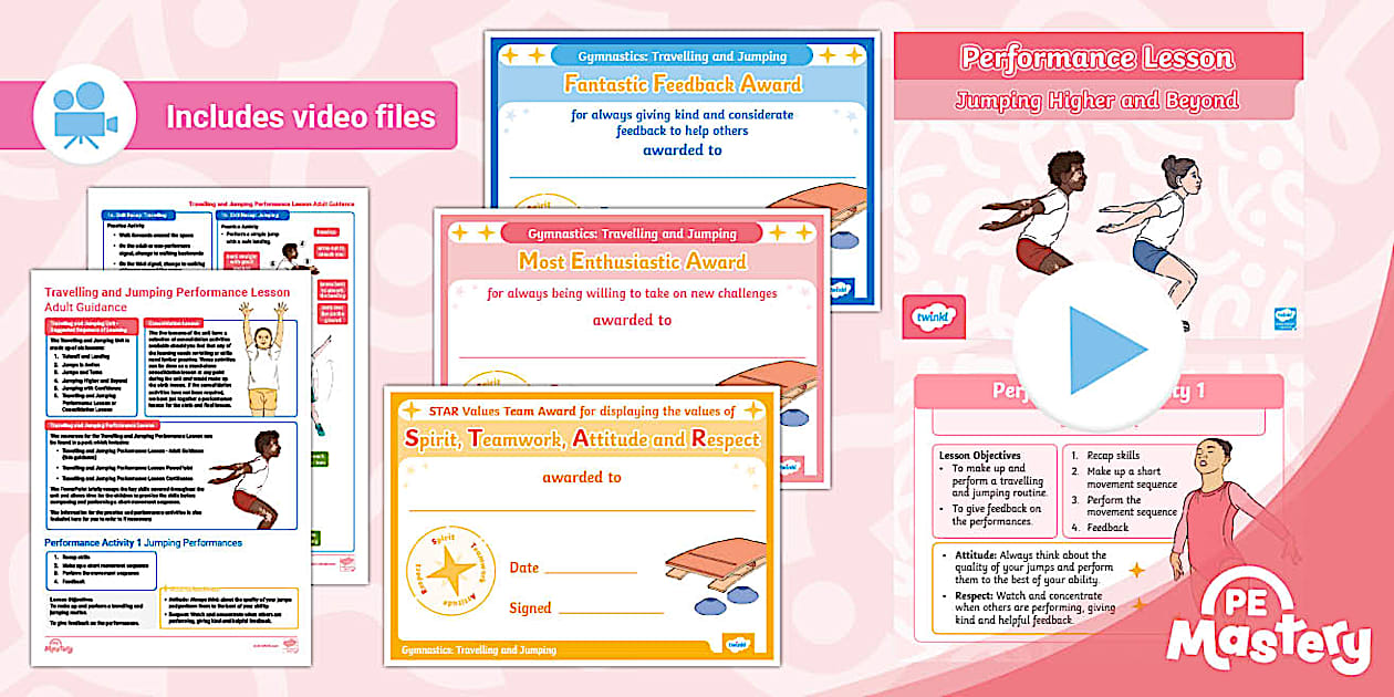 Travelling and Jumping Gymnastics Performance Pack - Twinkl