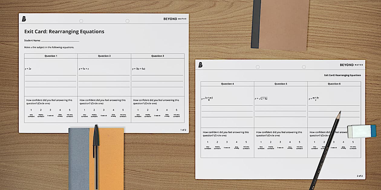 Exit Card: Rearranging Equations (Teacher-Made) - Twinkl