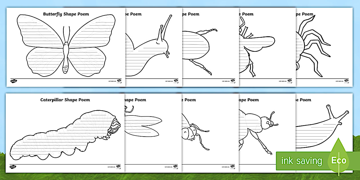Minibeasts Shape Poetry (teacher made) - Twinkl