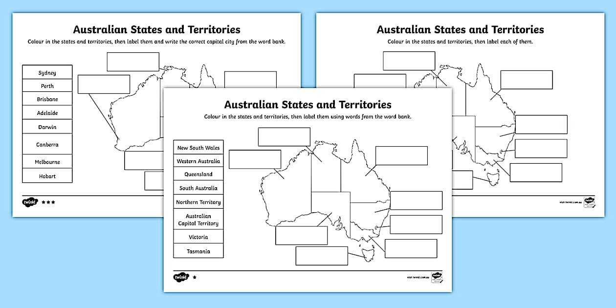 Australian States Map Activity Sheet - HASS