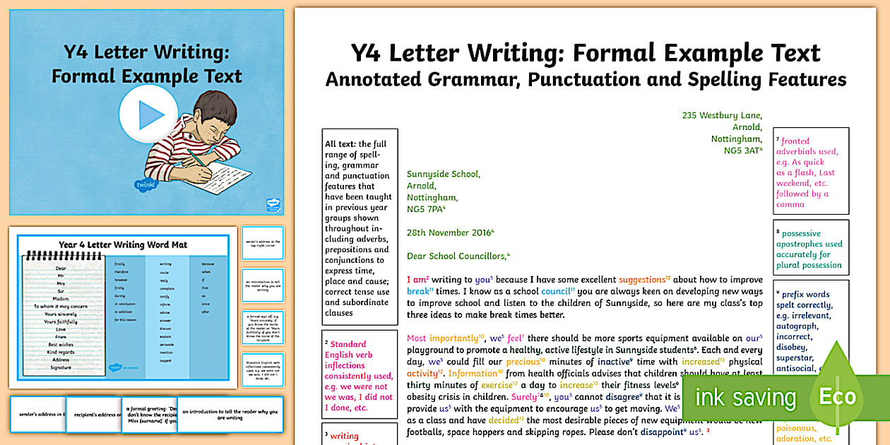 Y4 Letter Formal Writing Structure | Twinkl (teacher made)