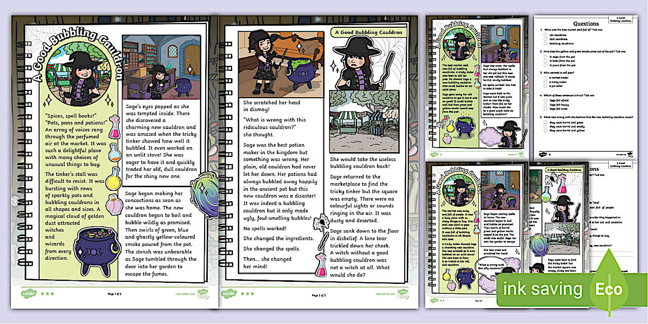 KS1 A Good Bubbling Cauldron Differentiated Reading Activity