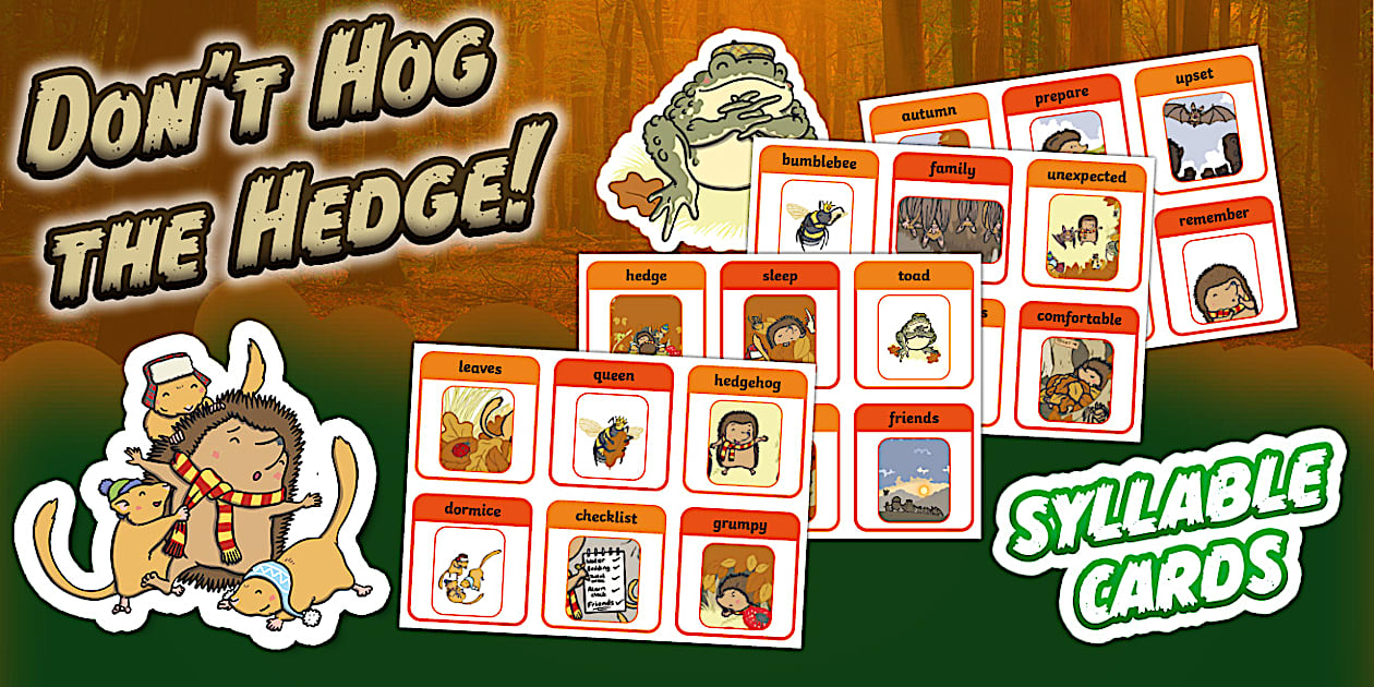 Don't Hog the Hedge! Syllable Cards (teacher made) - Twinkl