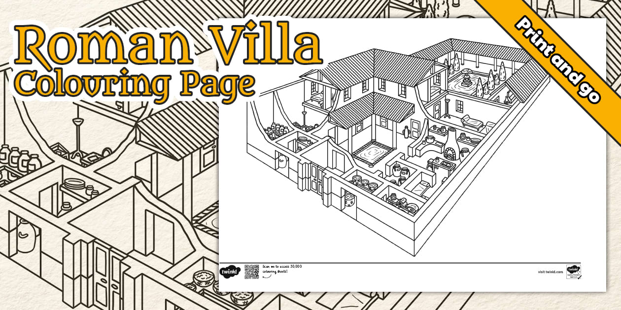 Roman House Colouring Page - KS2