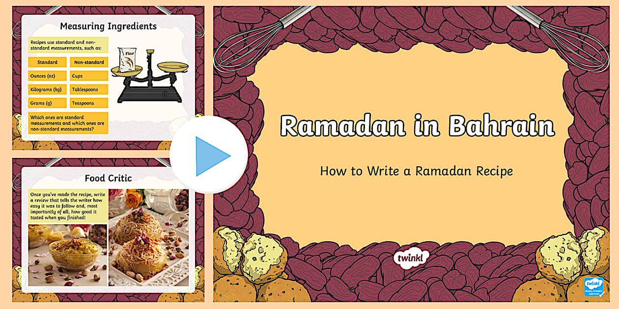 Ramadan in Bahrain: Writing Ramadan Recipes PowerPoint