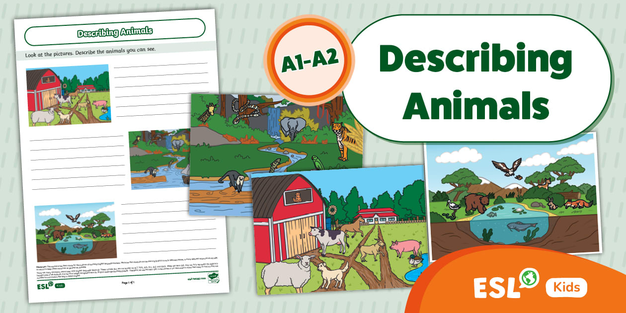 ESL Animals Description Writing Activity