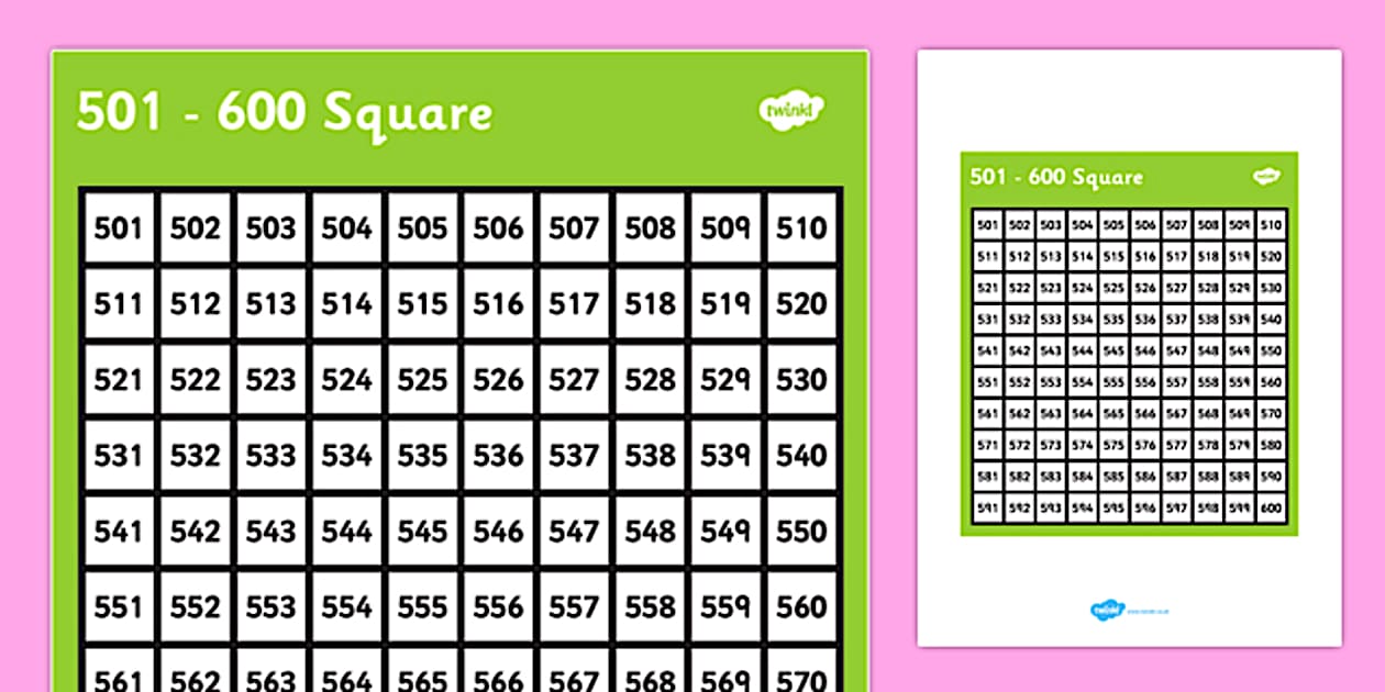 Black and White 501-600 Square (teacher made) - Twinkl