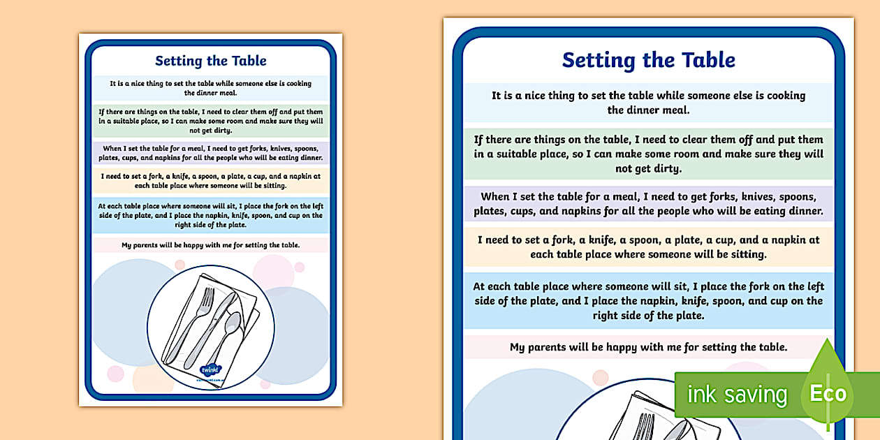 QLD Setting The Table Social Situations Poster - Twinkl