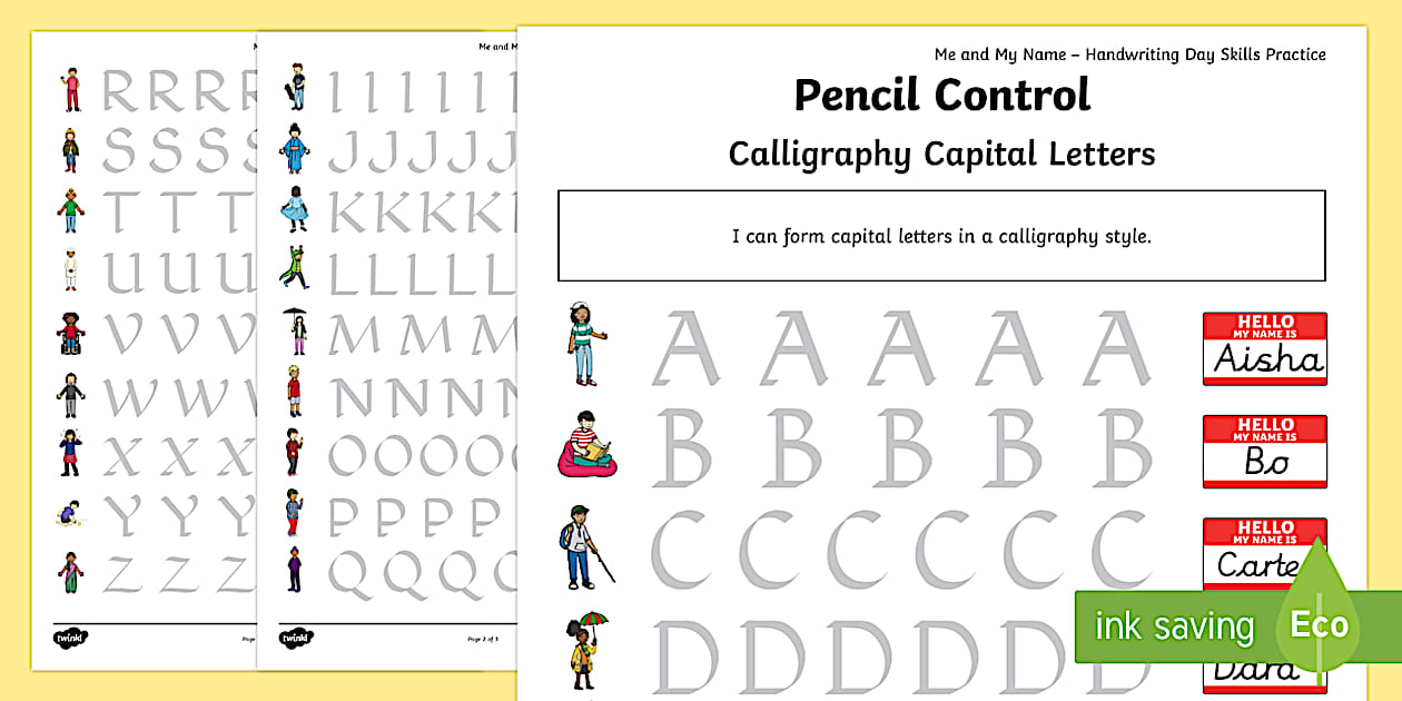 Calligraphy Handwriting Template – KS1 Worksheets - Twinkl