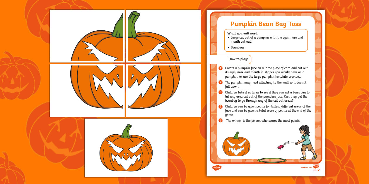 Pumpkin Bean Bag Toss Halloween Party Game and Resource Pack