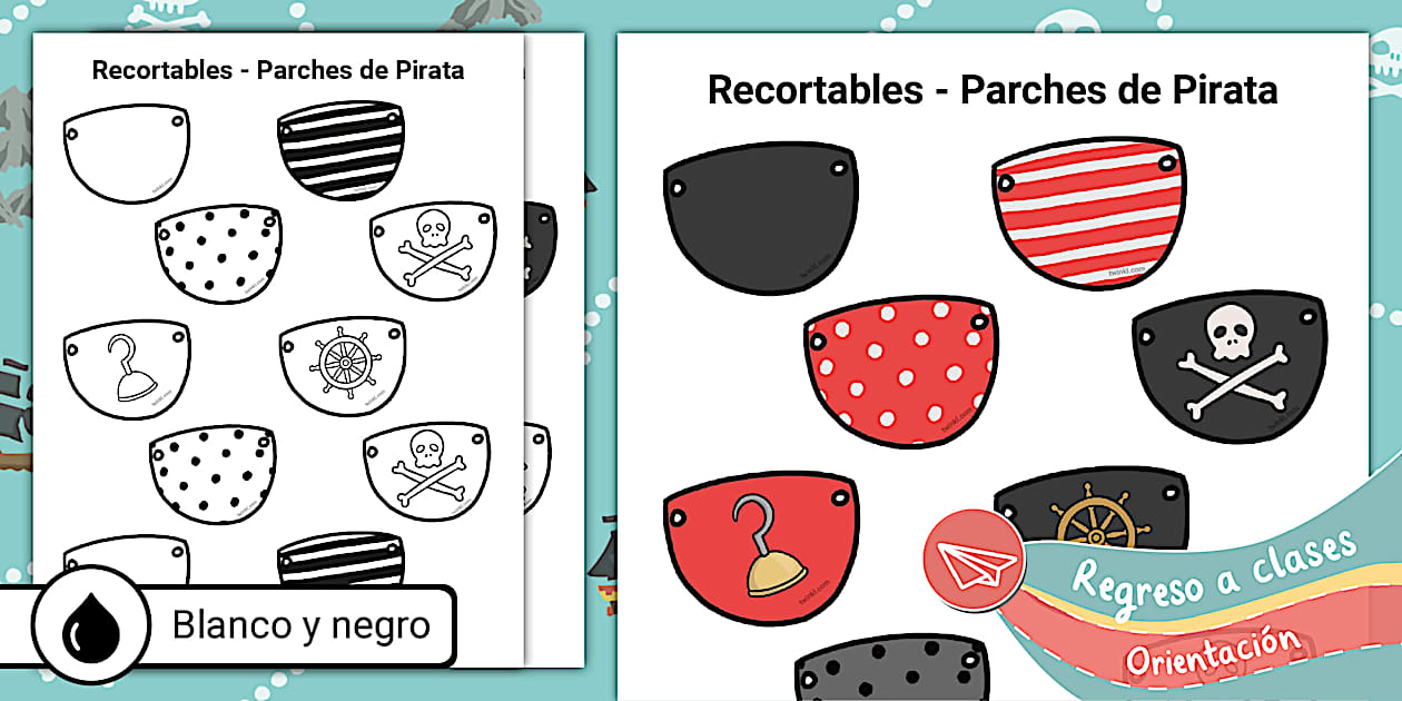 Recortables Parches Pirata Vuelta Clases Kìnder Pre-Kinder