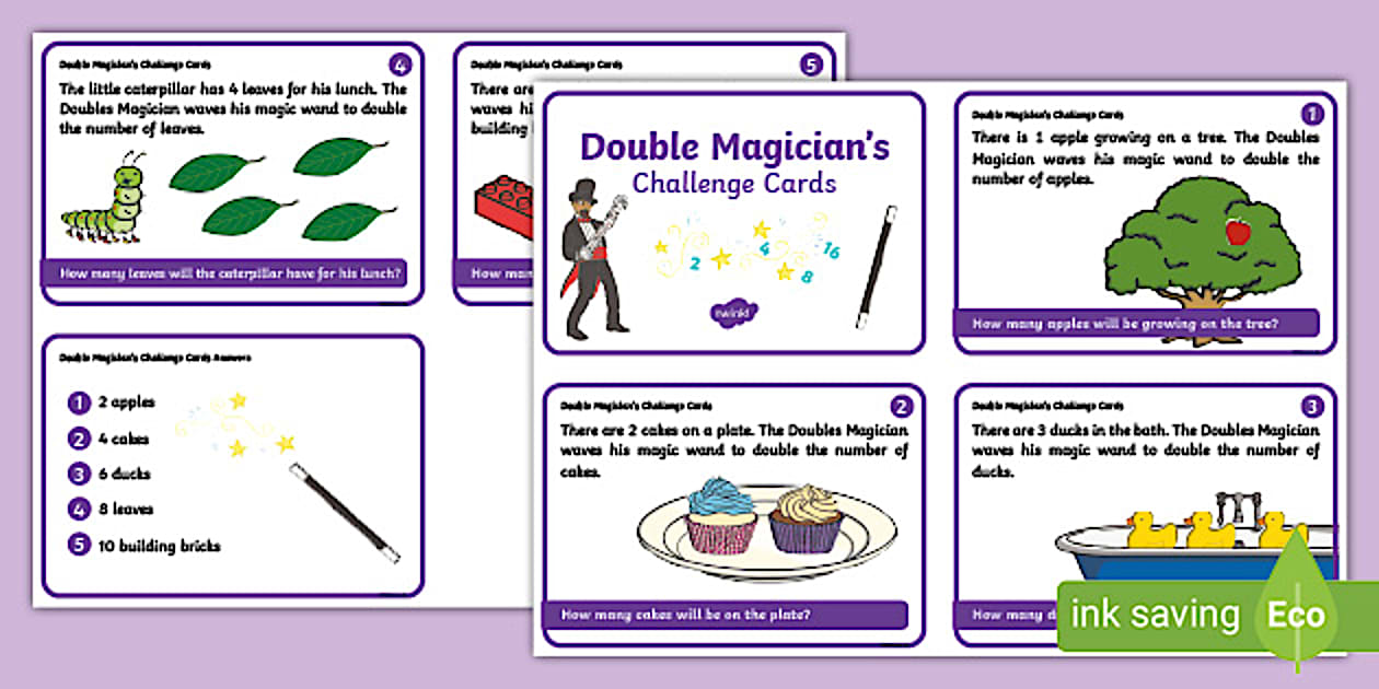 Doubles Magician's Challenge Cards (teacher made) - Twinkl