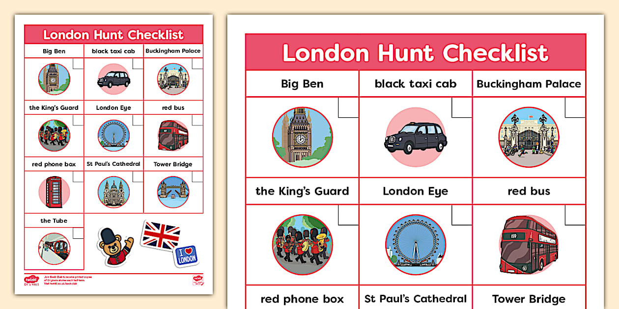 Let's Visit London! London Hunt Checklist - Twinkl