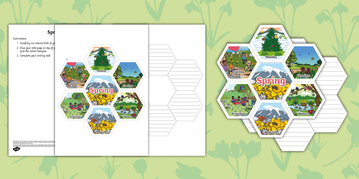 Spring Hexagon Writing Template (Teacher-Made) - Twinkl