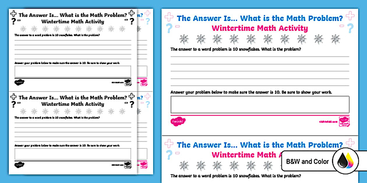 Third Grade The Answer Is... What is the Math Problem? Wintertime Math